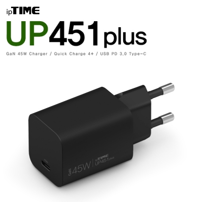 KWshop - ipTIME(아이피타임) USB PD 45W GaN 초고속 충전기 UP451 PLUS BLACK
